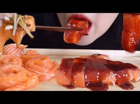 ASMR 맵짠맵짠 연어국수 연어회 불닭소스 먹방 Salmon Noodle Spicy Chicken Sauce Food