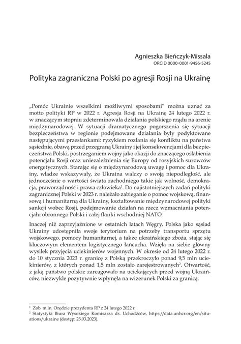 PDF Polityka zagraniczna Polski po agresji Rosji na Ukrainę