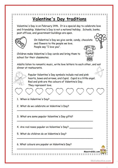 Valentine S Day Traditions English Esl Worksheets For Distance