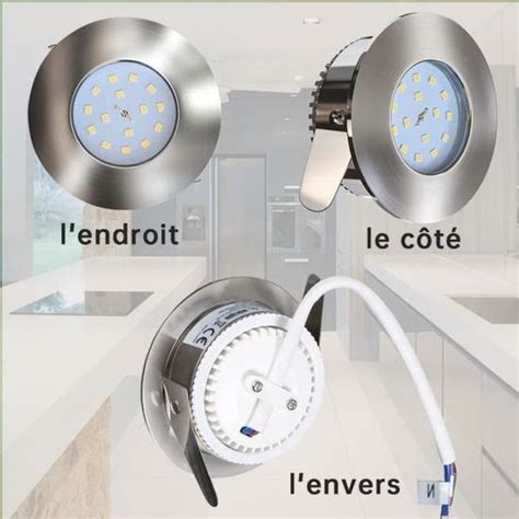 Lot De 6 Spots LED Encastrables Ultra Plats IP44 Blanc Chaud 400 Lm 5W