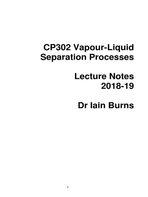 cp302 vapour liquid separation processes lecture notes pdf distillation unit operations