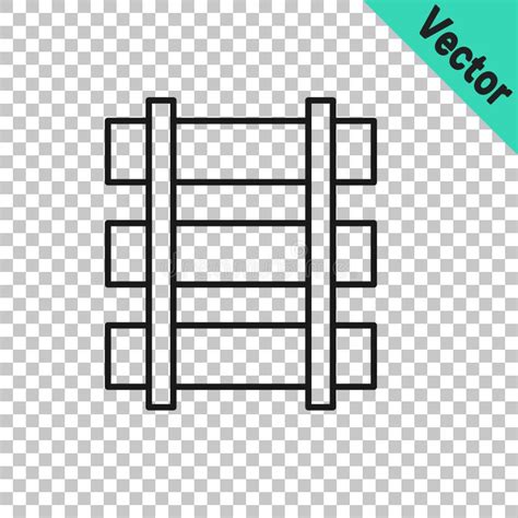 Black Line Railway Railroad Track Icon Isolated On Transparent