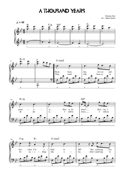 Christina Perri A Thousand Years Sheets By Aldora Davita