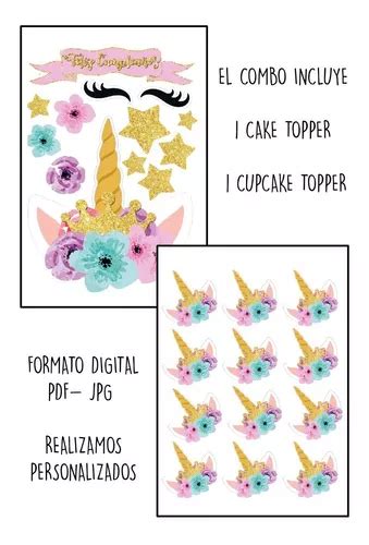 Adorno Para Torta Cake Topper Pdf Para Imprimir Unicornio En Venta En