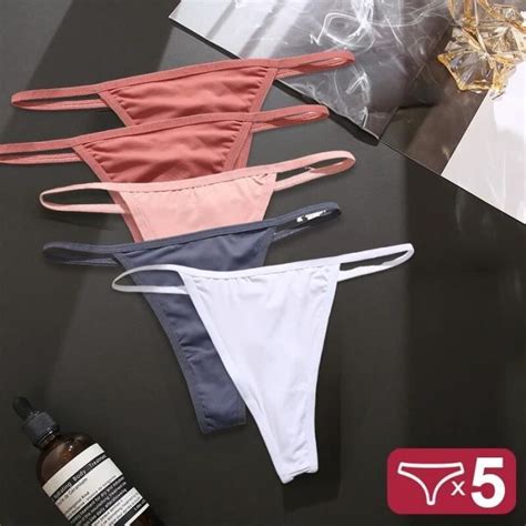 Culotte slip FINETOO String sexy taille basse pour femme 5 pièces