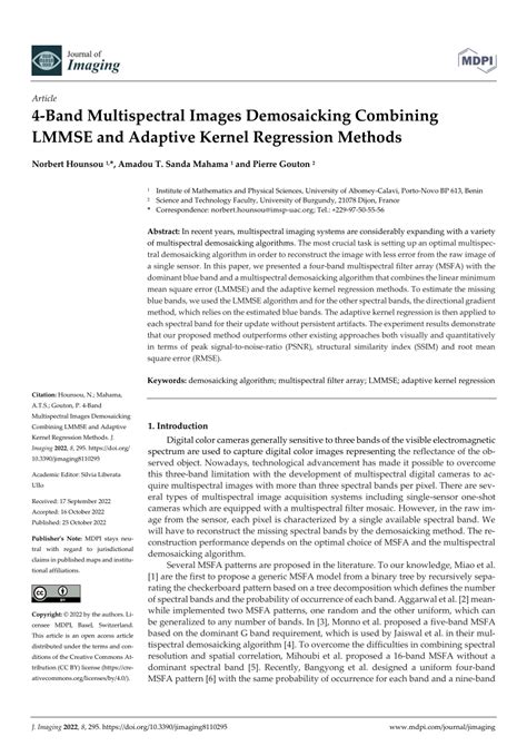 pdf 4 band multispectral images demosaicking combining lmmse and adaptive kernel regression
