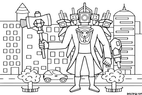 Coloring Page Giant Titan SpeakerMan Coloring Skibidi Toilet