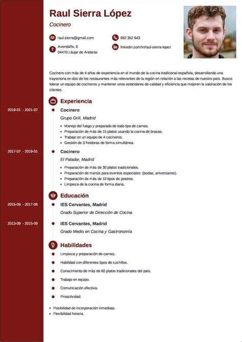 Curr Culum Vitae De Cocinero Ejemplos Y Gu A Completa