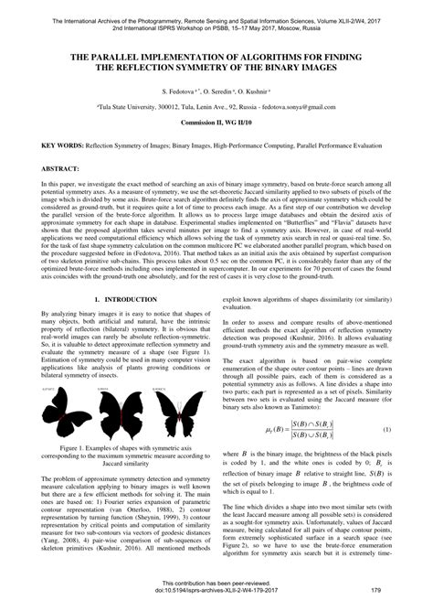 pdf the parallel implementation of algorithms for finding the reflection symmetry of the