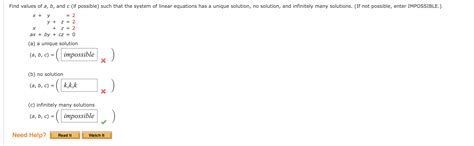 solved find values of a b and c if possible such that the