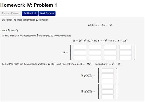 solved homework iv problem 1 previous problem problem list