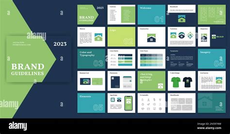 Green And Blue Brand Guidelines Template Logo Guide Book Corporate