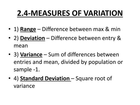 ppt 2 4 measures of variation powerpoint presentation free download id 3180021