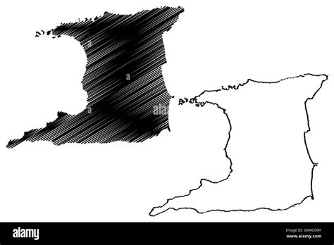 Trinidad Island Republic Of Trinidad And Tobago Map Vector