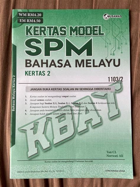 Kertas Model SPM Bahasa Melayu Kertas 2 By Nusamas Hobbies Toys