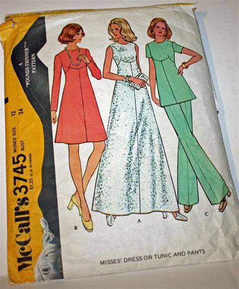 1970s Vintage Sewing Pattern Mccall S 3745 Etsy Vintage Sewing