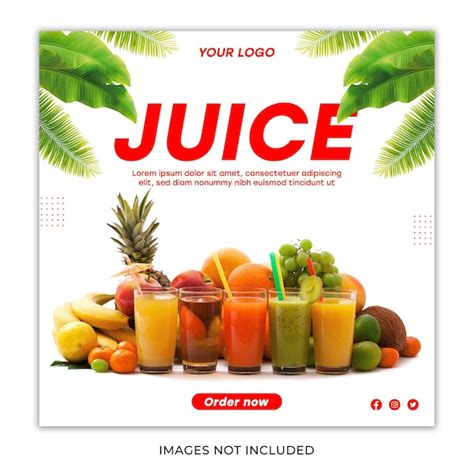 Um pôster de suco que diz seu logotipo nele PSD Premium