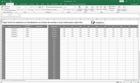 Planilha Controle de Vendas Metas Vendedor Clientes Relatórios