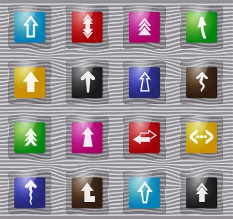 Conjunto De Iconos De Flechas De Cristal Vector Premium