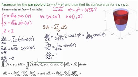 surface integral parameterized paraboloid example 2 youtube