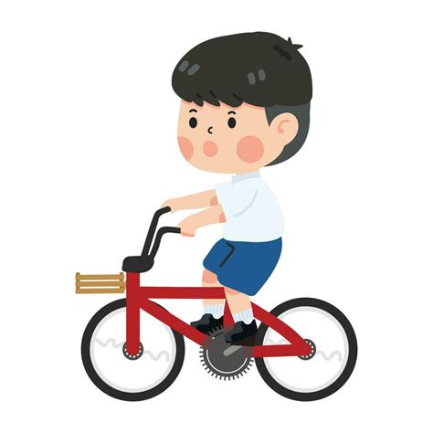 Ilustraci N Dibujos Animados Lindo Ni O Montar Bicicleta Off
