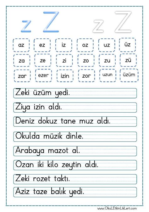 Z Sesi Hece Ve C Mle Okuma Metni Seyit Ahmet Uzun E Itime Yeni