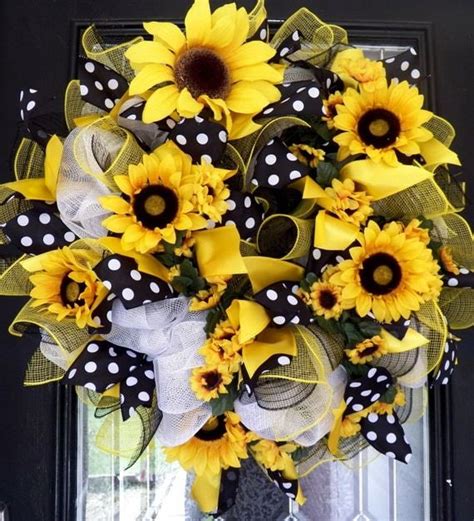 Xl Deco Mesh Sunflower Wreath Summer Wreath Spring Wreath 0E8 Summer