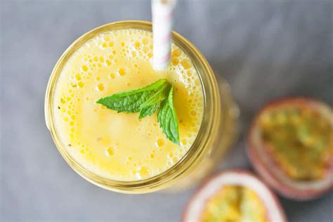Mango Passion Fruit Tropical Smoothie Vibrant Plate