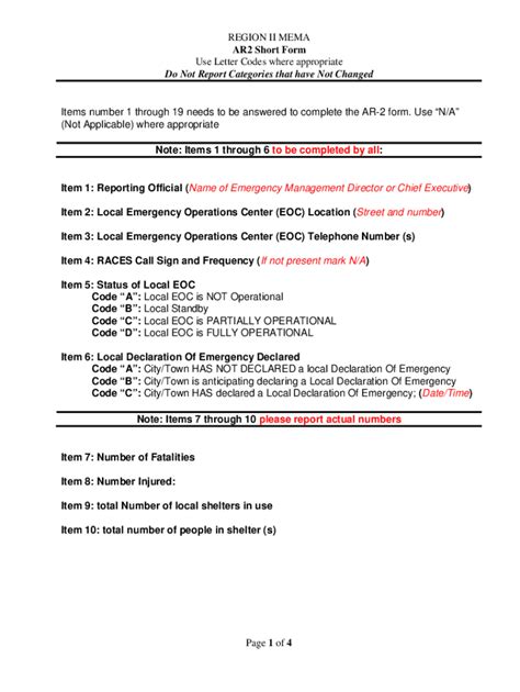 Fillable Online AR2 SHORT FORM INSTRUCTIONS Ema Arrl Org Fax Email