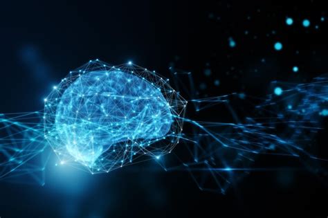 Ai y concepto de red neuronal con cerebro humano gráfico digital con