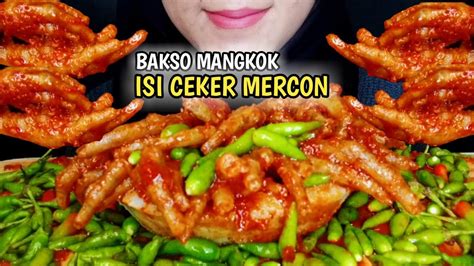 ASMR BAKSO MANGKOK ISI CEKER TOPING 100 CABE RAWIT UTUH YouTube