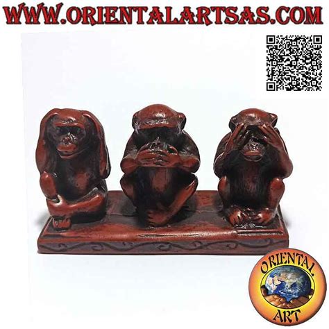 Escultura Los Tres Monos Sabios Con Base De Resina Proverbio No Veo