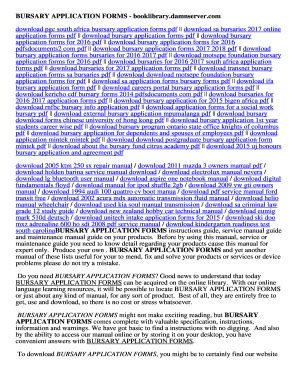 Fillable Online Bursary Application Forms Bursary Application Forms