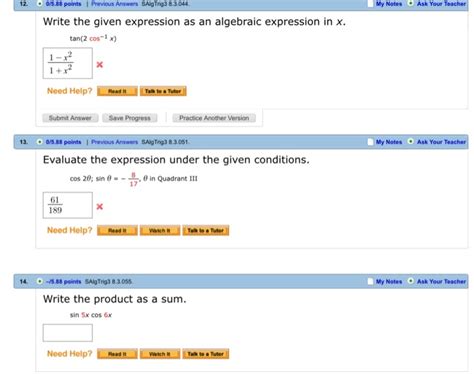 solved write the given expression as an algebraic expression