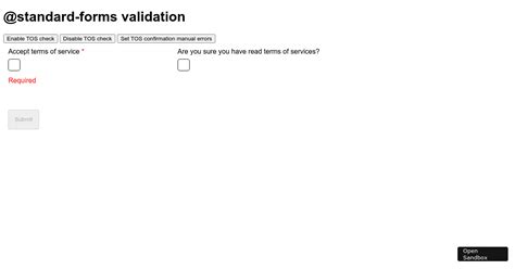 Standard Forms Validation Codesandbox