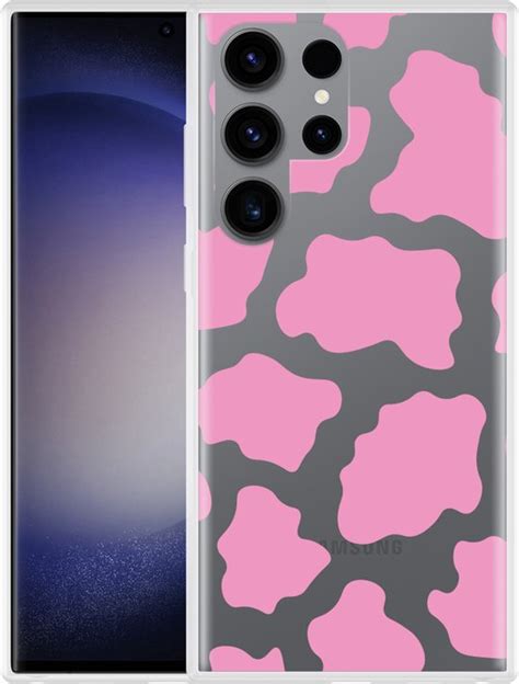 Cazy Hoesje Geschikt Voor Samsung Galaxy S23 Ultra Roze Koeienvlekken Bol