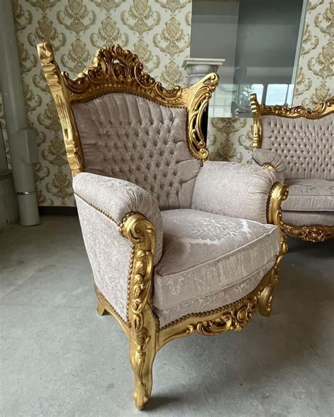 Casa Padrino Ensemble De Salon Baroque De Luxe Motif Gris Or 1