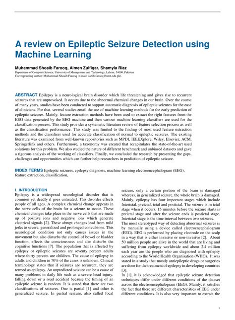 pdf a review on epileptic seizure detection using machine learning
