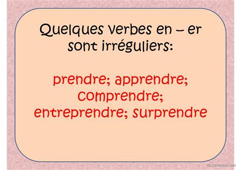 Les Verbes En Re Au Pr Sent Fran Ais Fle Powerpoints