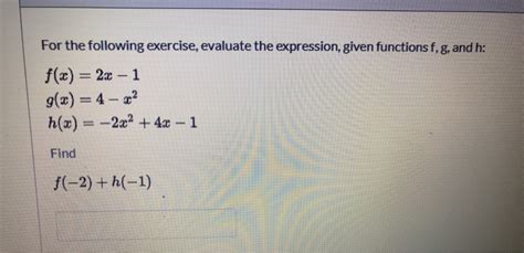 solved for the following exercise evaluate the expression