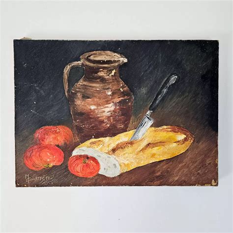 Vintage French Still Life Oil Painting On Canvas In Oil Paintings