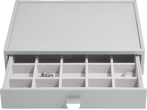 Szkatułka na biżuterię Stackers Pebble 20 komorowa classic biała z szufladą