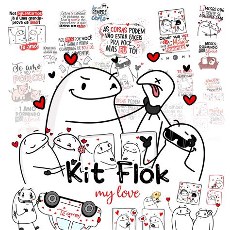 Kit Digital Flork Namorados 70 Artes Png Sem Fundo Frases DMK Studio