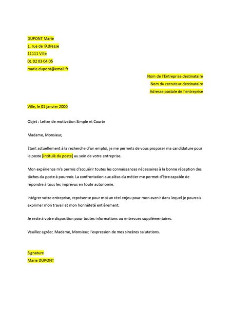 Lettre De Motivation Simple Et Courte Lettre De Motivation Simple