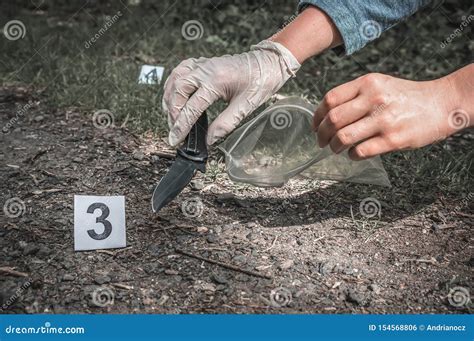 Investigator Collects Evidence Crime Scene Investigation Stock Photo