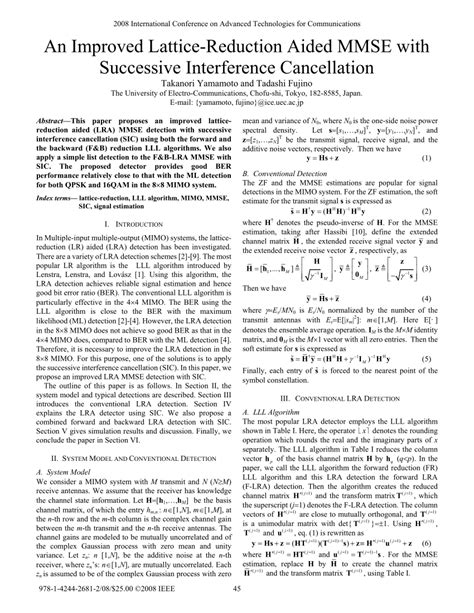 pdf an improved lattice reduction aided mmse with successive interference cancellation