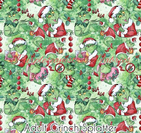 Adult Grinch Splatter Purpleseamstress Fabric