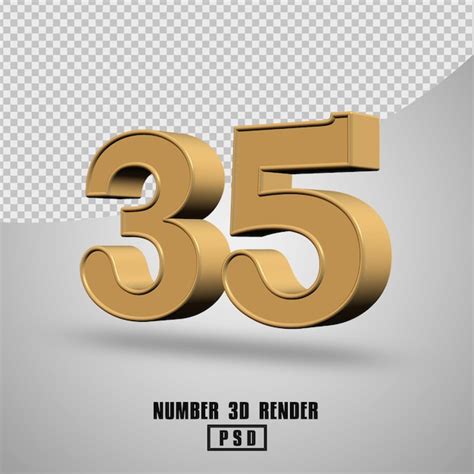 Premium PSD 3d Render Number 35 Gold Style