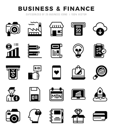 Conjunto de iconos de finanzas empresariales colección de simples