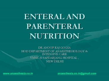 PPT ENTERAL AND PARENTERAL NUTRITION PowerPoint Presentation Free
